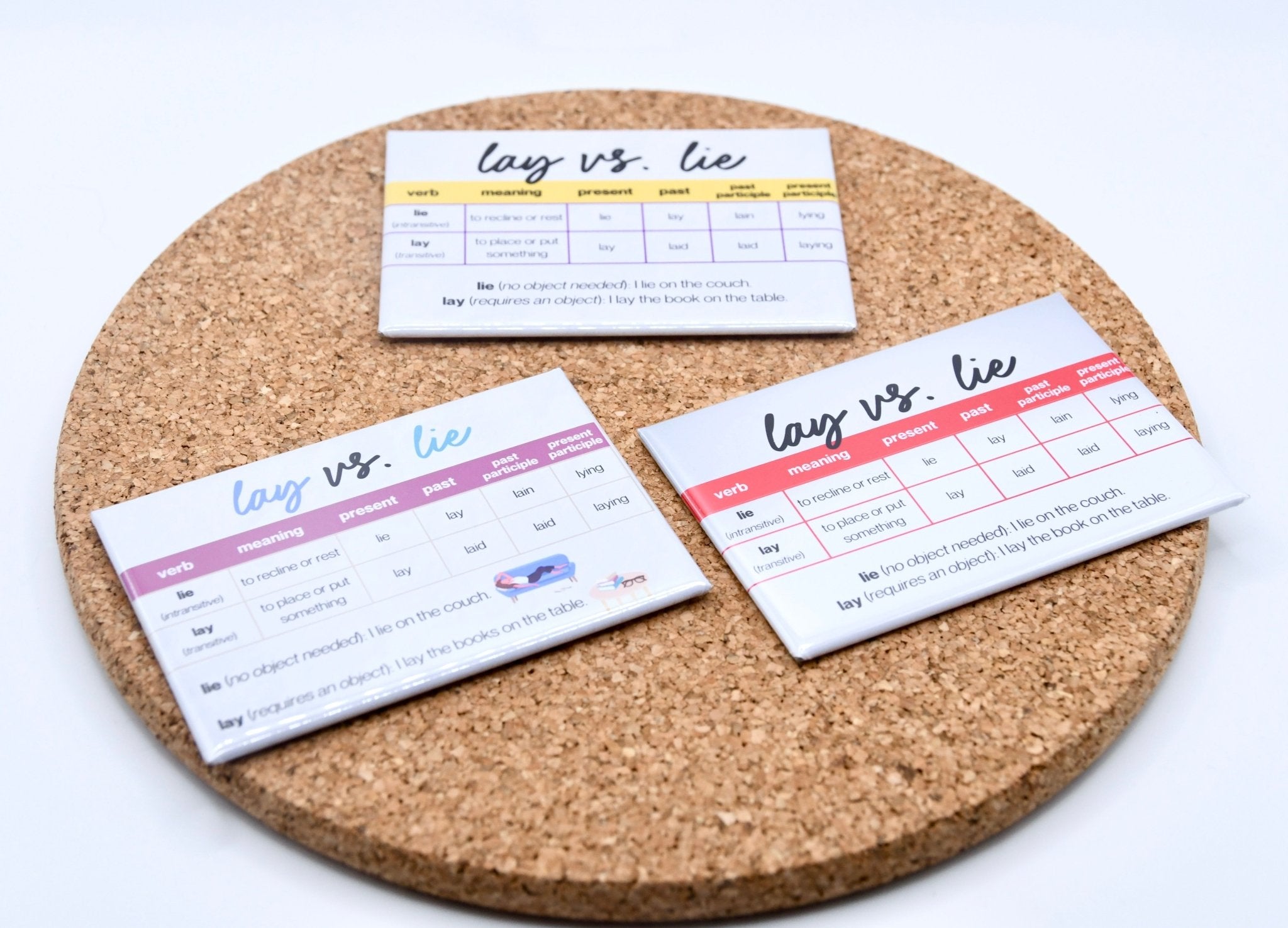 Lay vs. lie magnetic grammar helper, 2" x 3" – Bard and Bloom